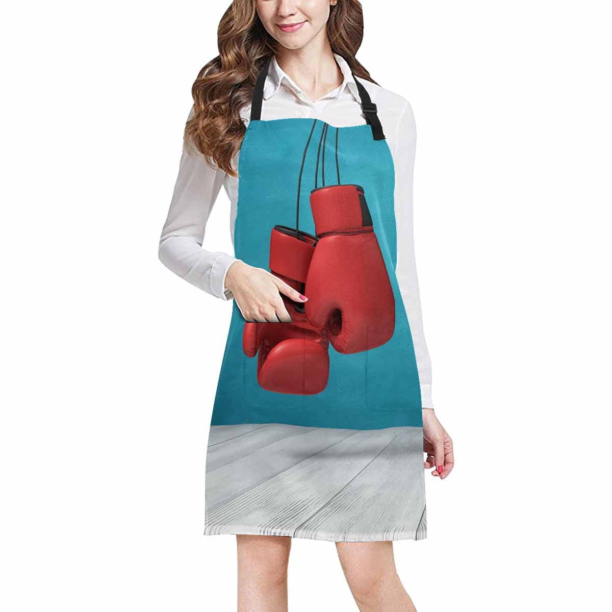 ASHLEIGH Two Red Boxing Gloves above Wooden Desk Chef Aprons ...