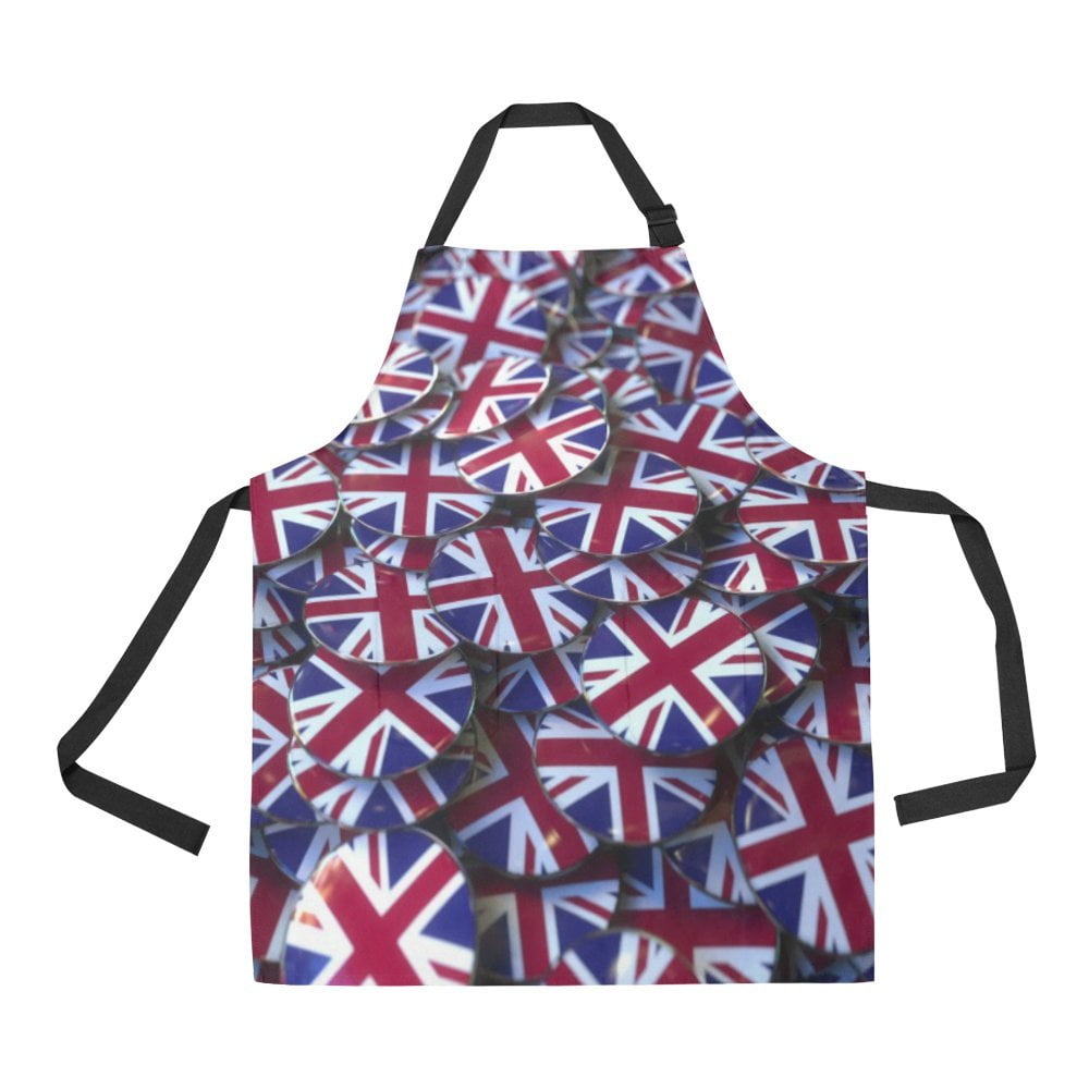 ASHLEIGH Union Jack Grunge Flag Adjustable Bib Apron with Pockets for ...