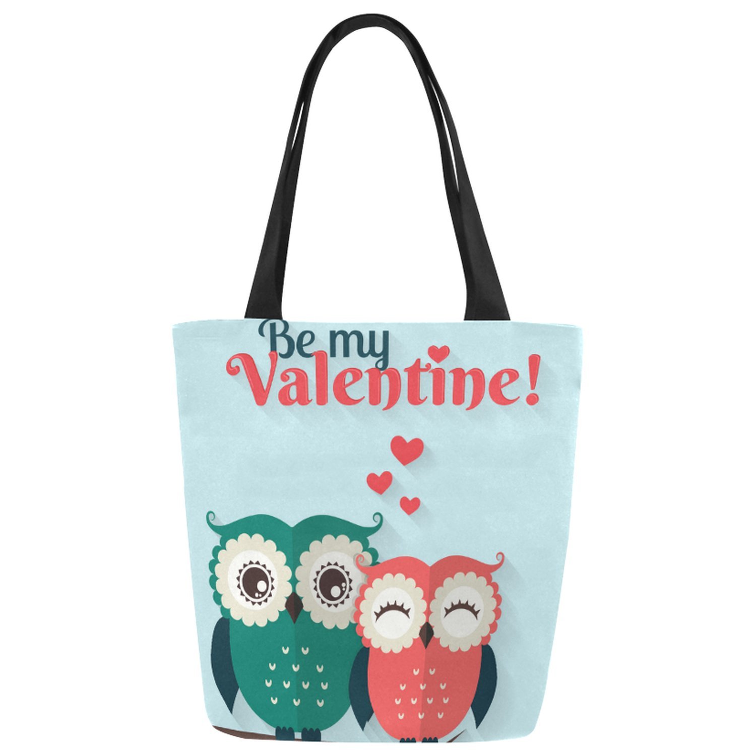 ASHLEIGH Valentine's Day Couple Owls Canvas Tote Bag Shoulder Handbag ...