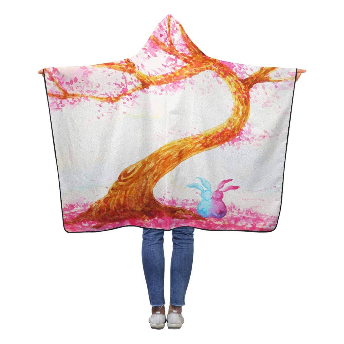 ASHLEIGH Watercolor Rabbits Love Valentine Hooded Throw Blanket 50x60 ...