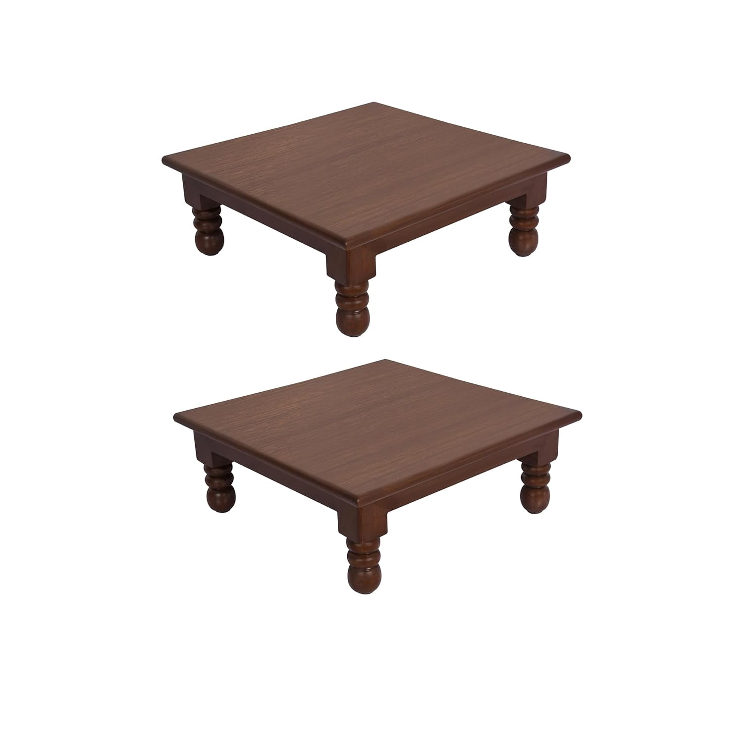 ASHOFY Handmade Teak Wood Square Pooja Chowki Chaurang Bajot Mandir ...