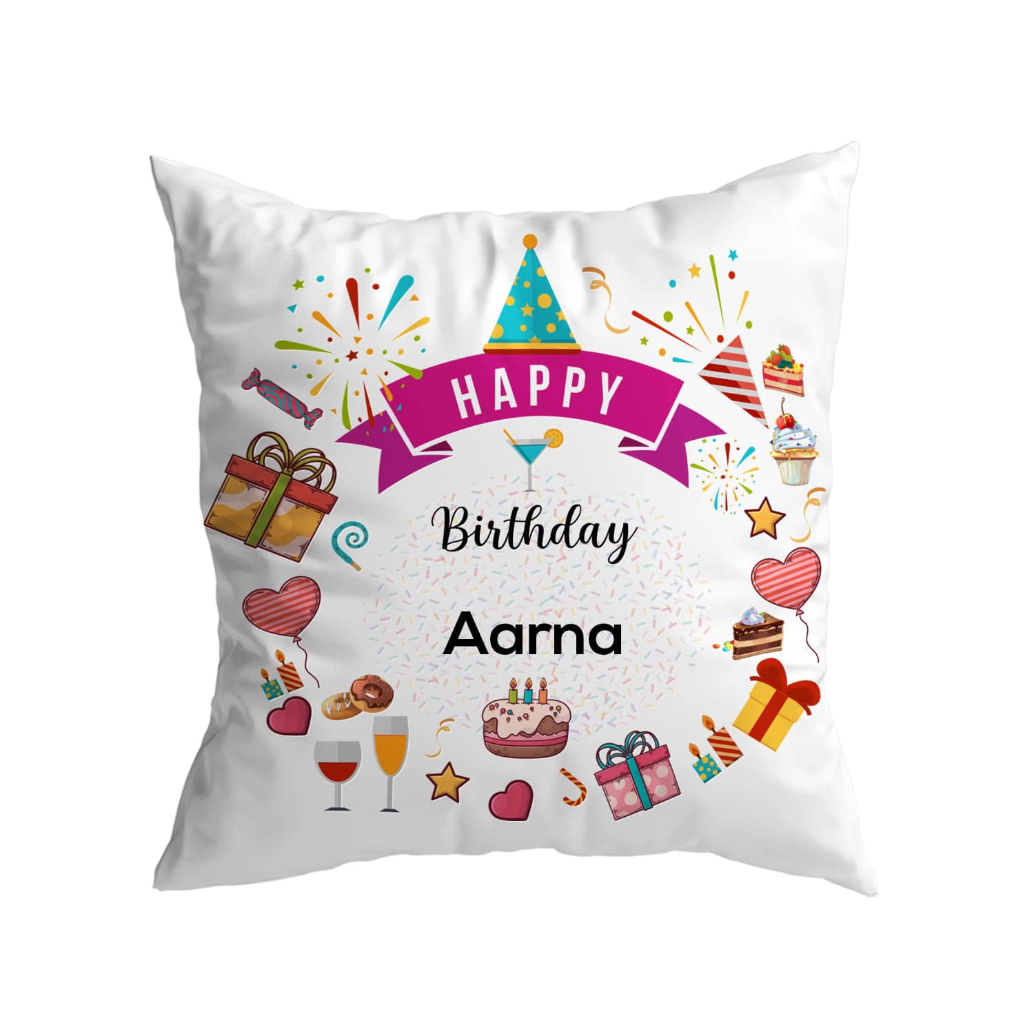 ASHVAH Happy Birthday Aarna Cushion Cover with Filler for Daughter ...