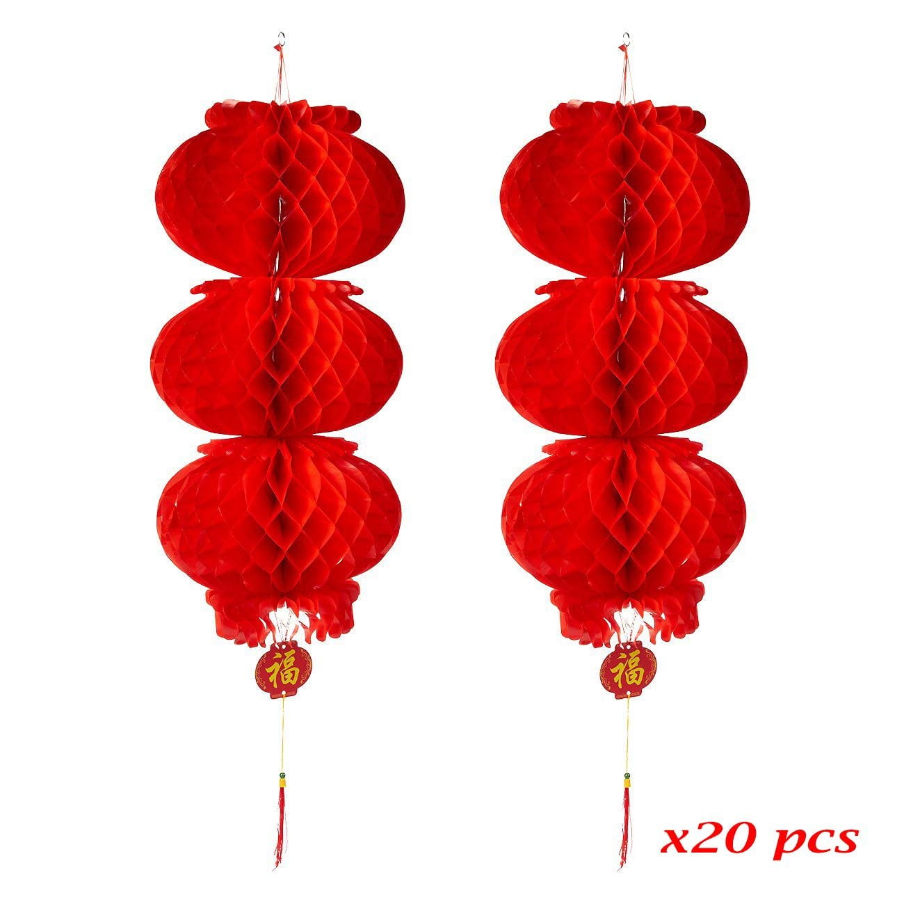 ASIAN HOME 3-Layer Red Paper Lantern Hanging Lanterns for Chinese ...