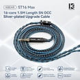ASIASN-1.5m/5ft Long IEM Cable 2Pin, KBEAR ST16 Max BlackBlue in Ear ...
