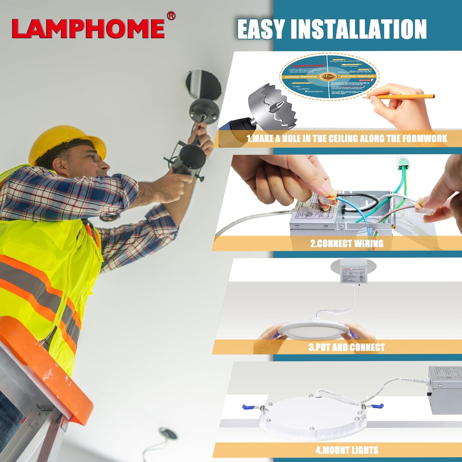 ASIASN-1-Pack of 6-Inch Slim LED Recessed Lights with Junction Box ...