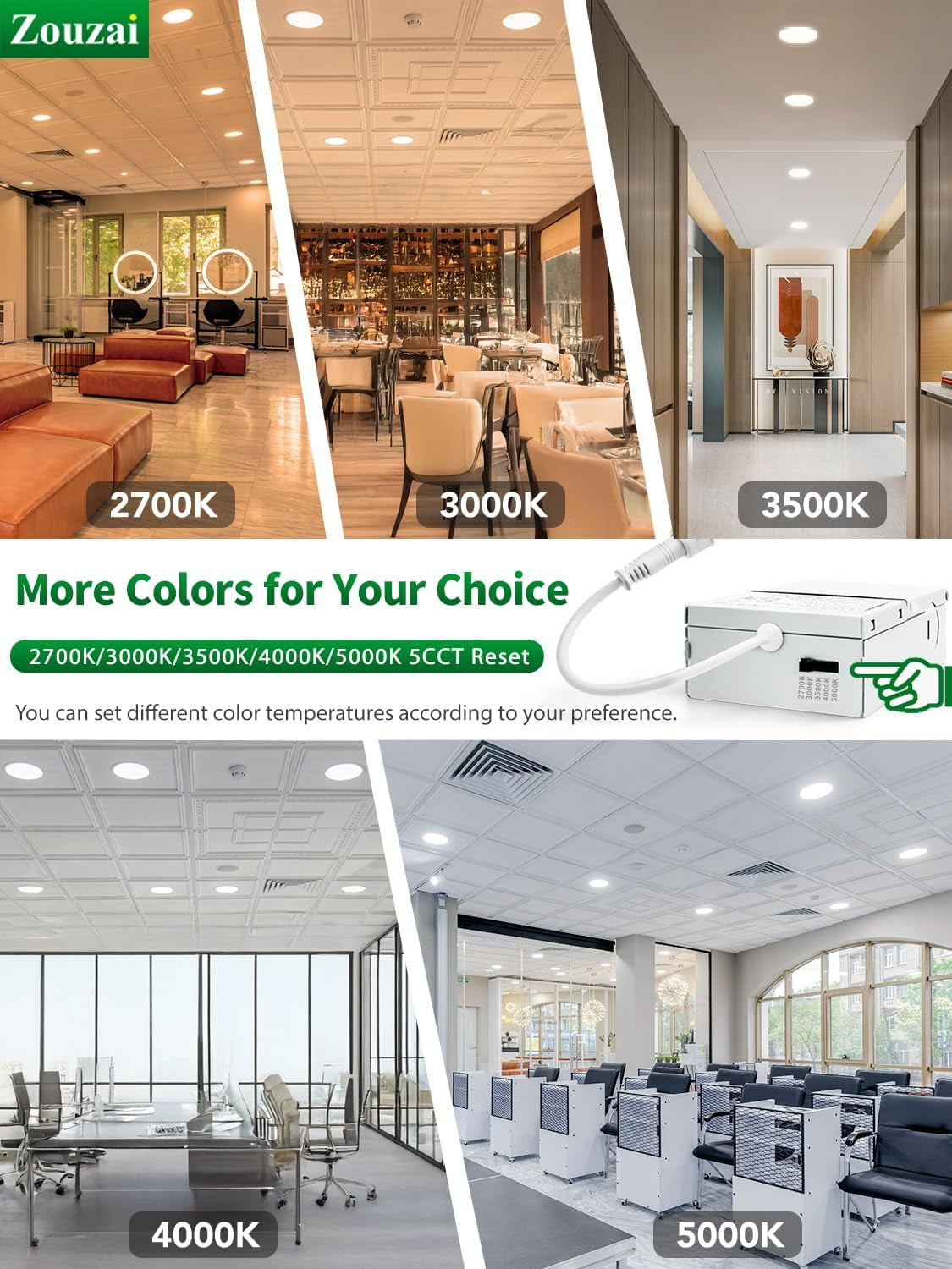 ASIASN-1 Pack 8 Inch 18W Eqv 150W 1620LM 5CCT Ultra-Thin LED Recessed ...