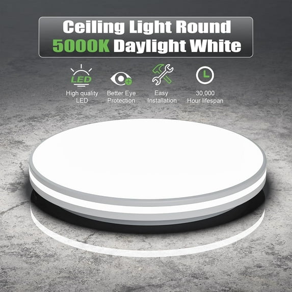 ASIASN-10.2 Inch Flush Mount Ceiling Light Fixture, 20W LED Ceiling ...