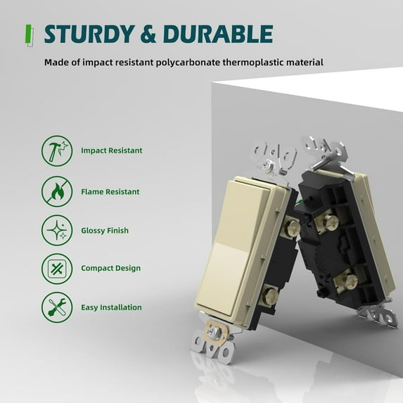 ASIASN-10 Pack 3-Way Decorator Light Switch, Single Pole or Three Way ...