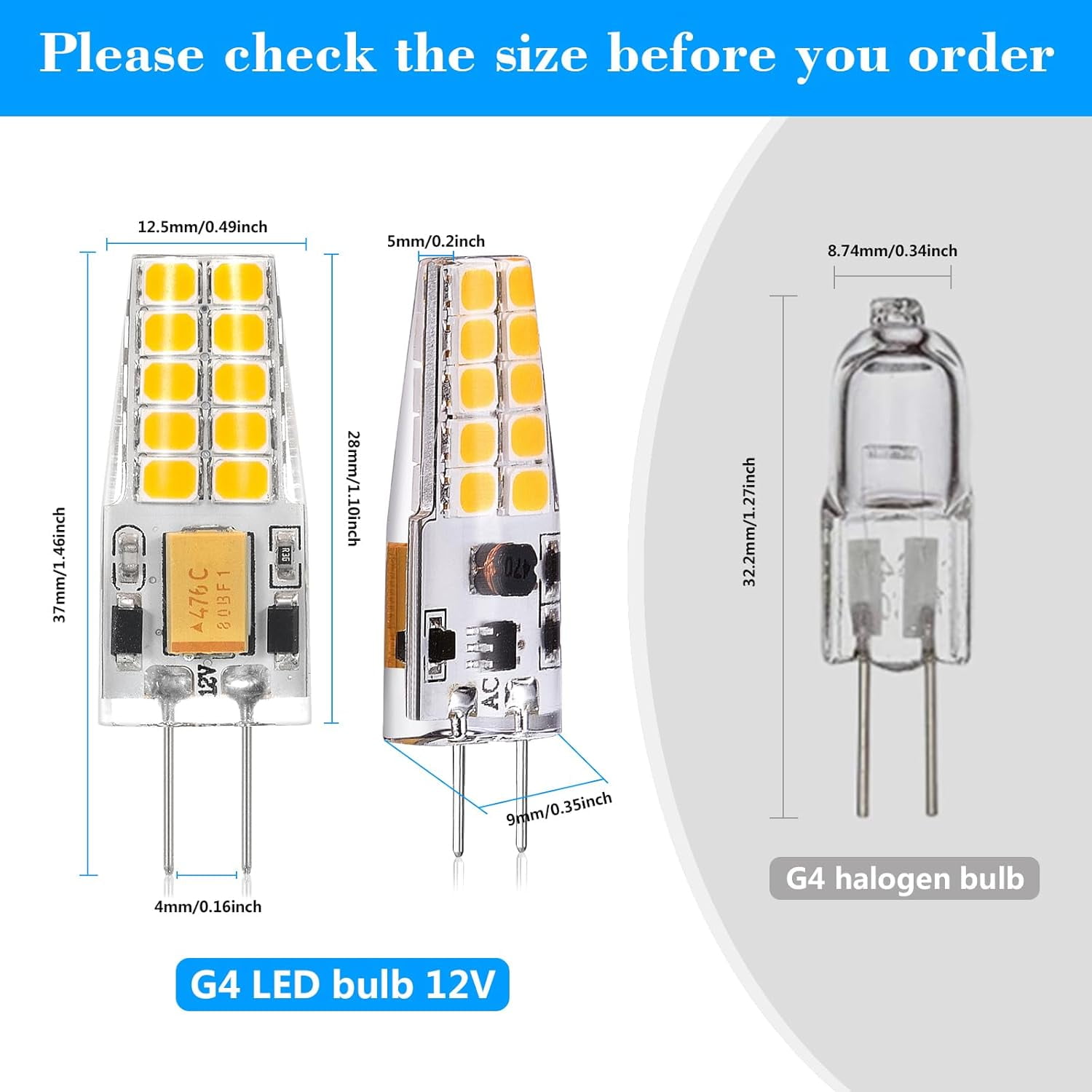 ASIASN-10 Pack G4 LED Bulb 12V AC/DC 2.5W Equivalent 30W T3 Bi-Pin Base ...
