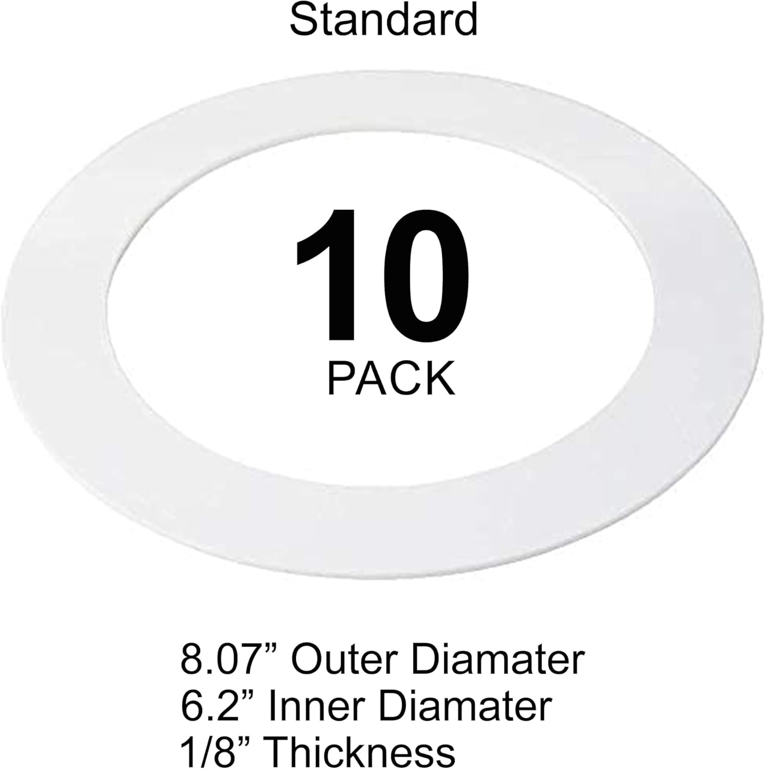 ASIASN-10 Pack Gloss White Goof Trim Ring for 6" Inch Recessed Lighting ...