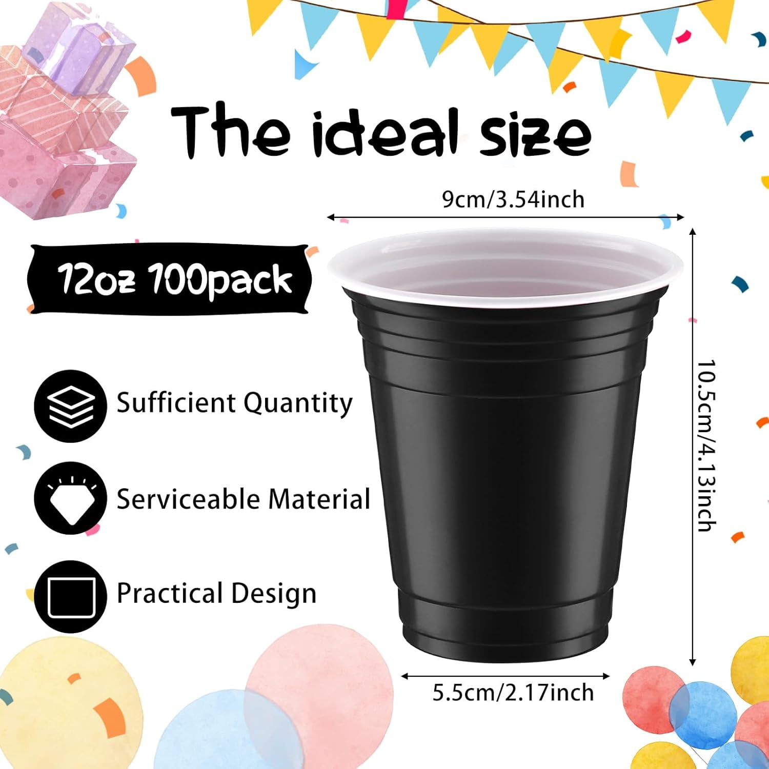 ASIASN-100 Pack 12oz Valentine Plastic Cups St. Patricks Day Heavy Duty ...