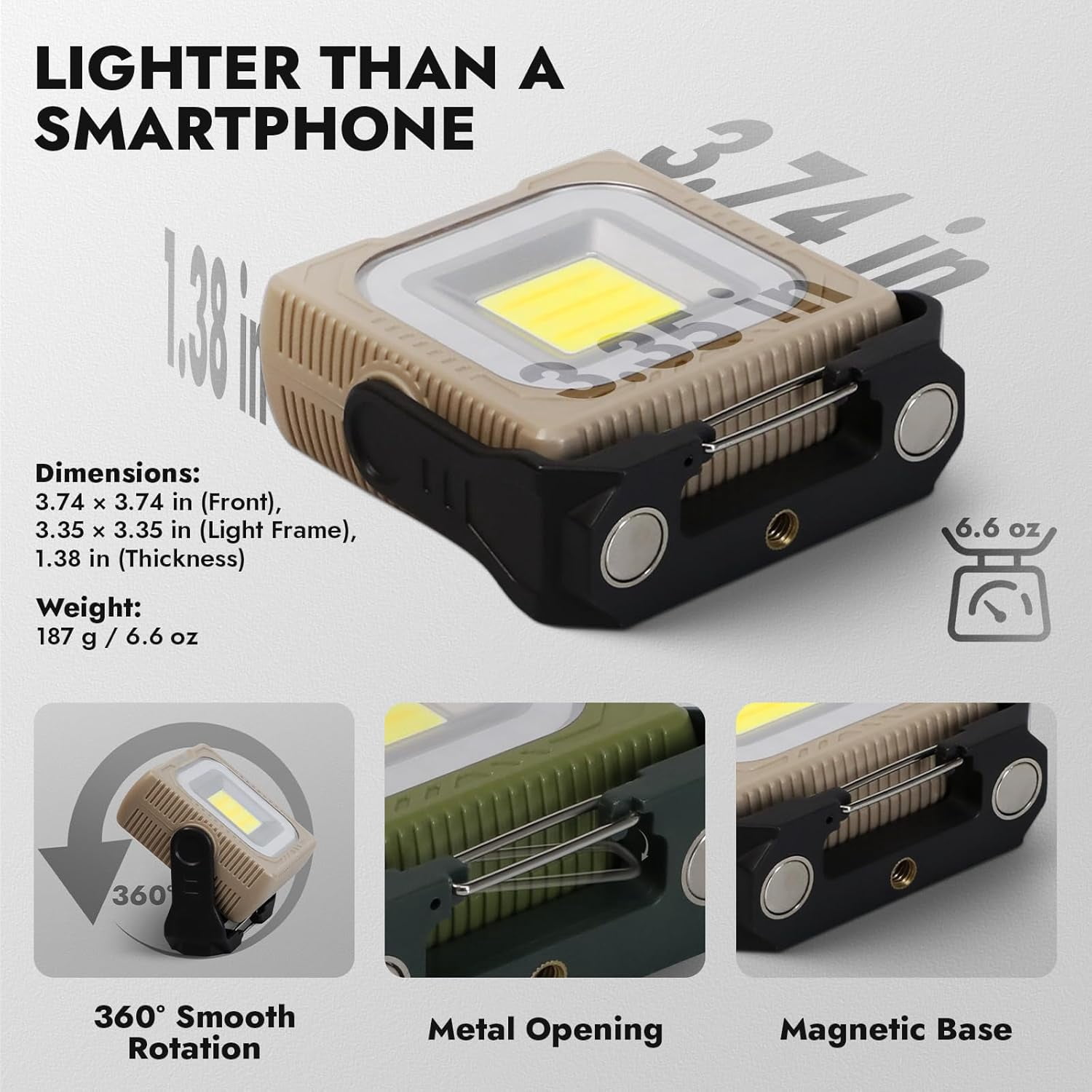 ASIASN-1000 Lumens Rechargeable Work Light \u2013 Portable LED Camping ...
