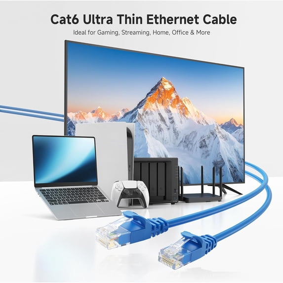 ASIASN-10Gbps 5-Pack Snagless Cat 6 Ethernet Cable - 14ft, Slim Profile ...