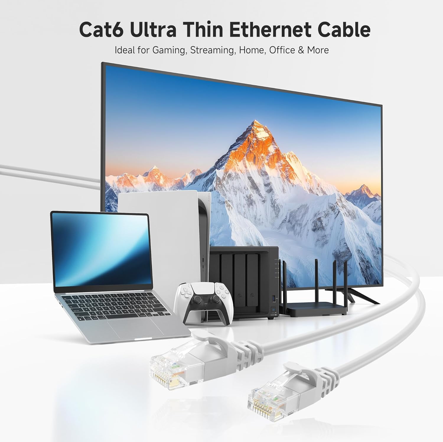 ASIASN-10Gbps Snagless Cat 6 Ethernet Cable - 75ft, Slim Profile Cat 6 ...