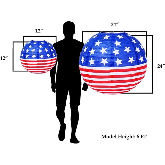 ASIASN-12 In 10 American Flag Paper Lanterns Red White Blue Decorations ...