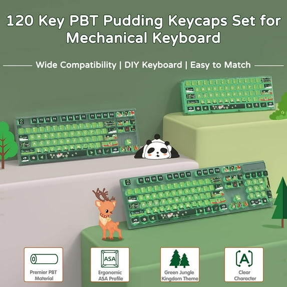 ASIASN-120 Key PBT Pudding Keycap Set ASA Profile with Transluscent PC ...