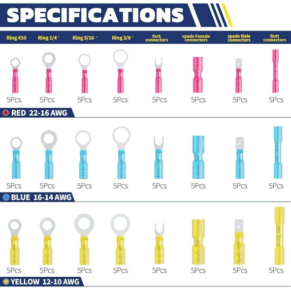 ASIASN-120PCS Heat Shrink Wire Connectors-Marine Grade Heat Shrink Butt ...