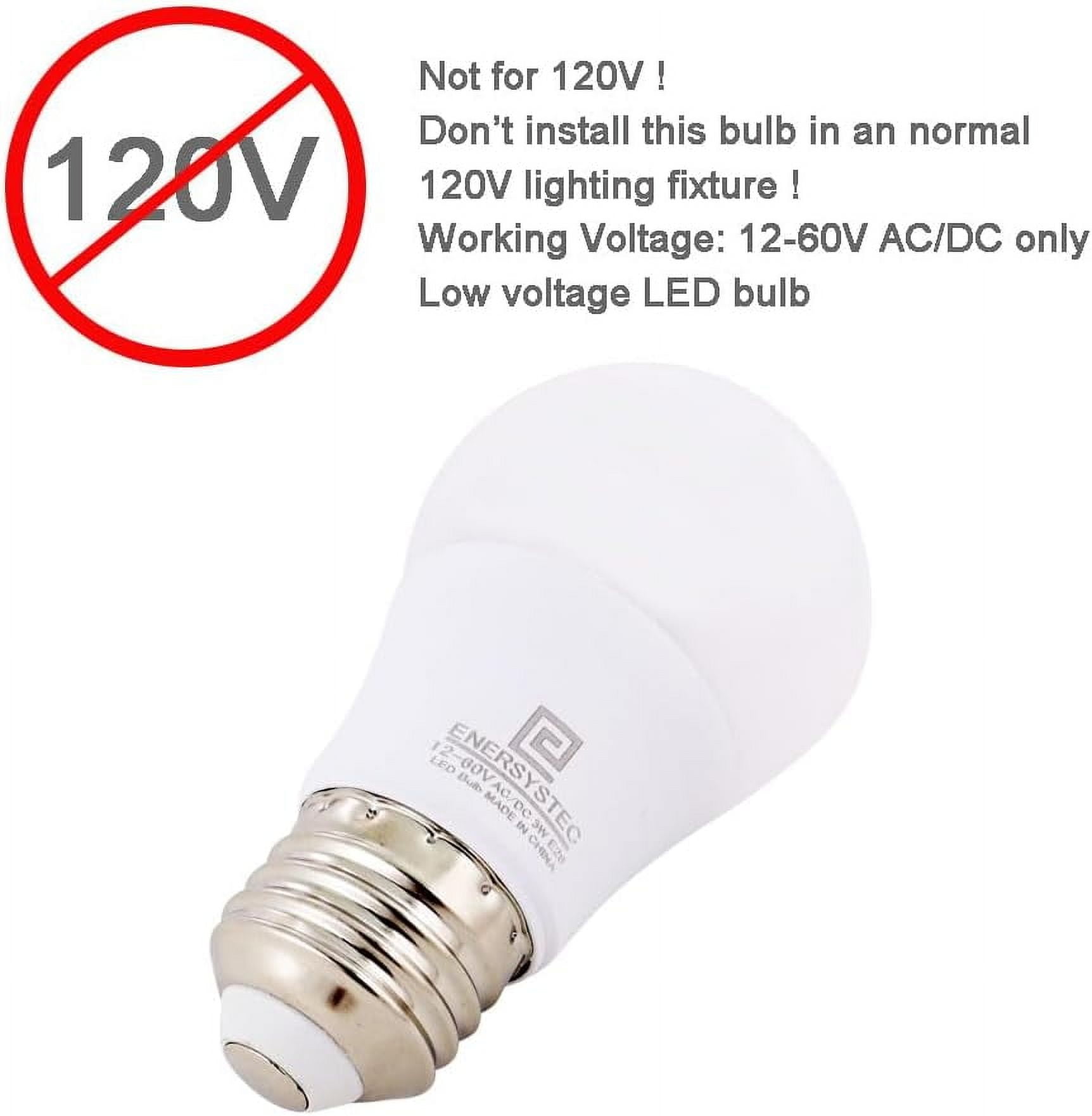 ASIASN-12V-60V LED Light Bulb E26 Regular Light Base,4000K Daylight, 12V AC DC Low Voltage 3W ...