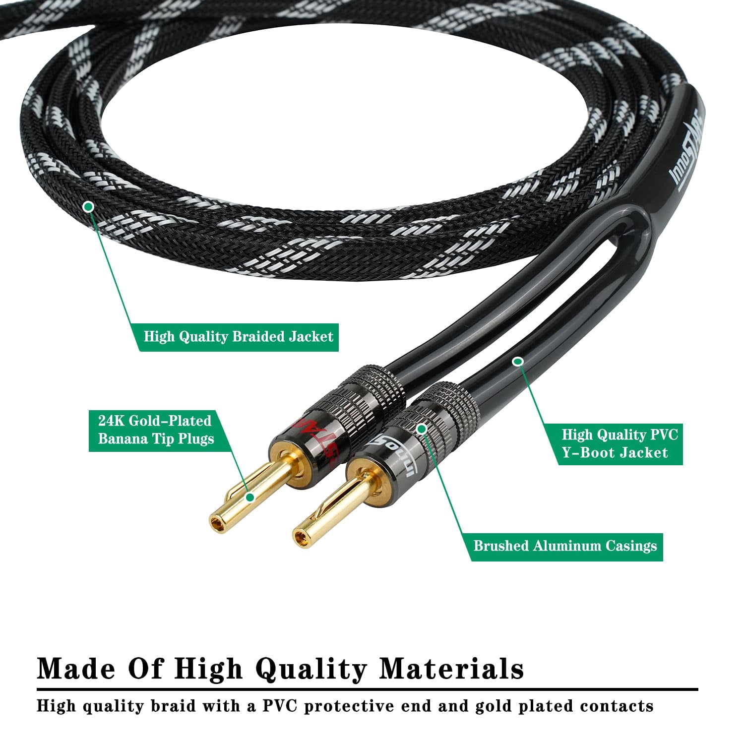 ASIASN-14AWG Premium Heavy Duty Braided Speaker Wire (10 Feet) with ...