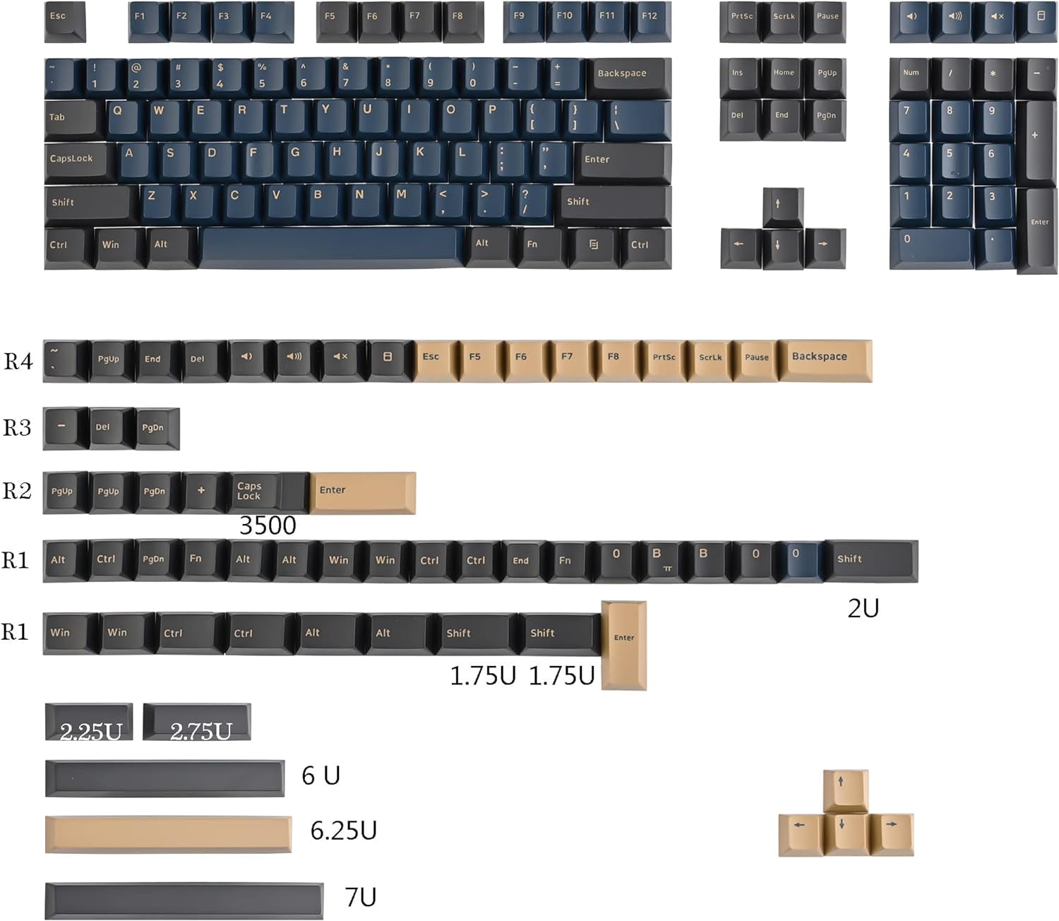 ASIASN-170 Keys PBT Custom Gaming Keycaps Double Shot for ANSI US ...