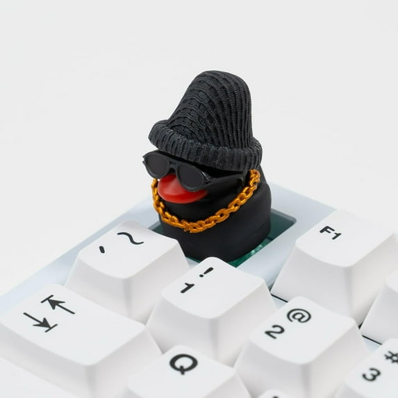 ASIASN-1U Handmade Resin Black Rap Duck Keycap - Cute Duck with ...