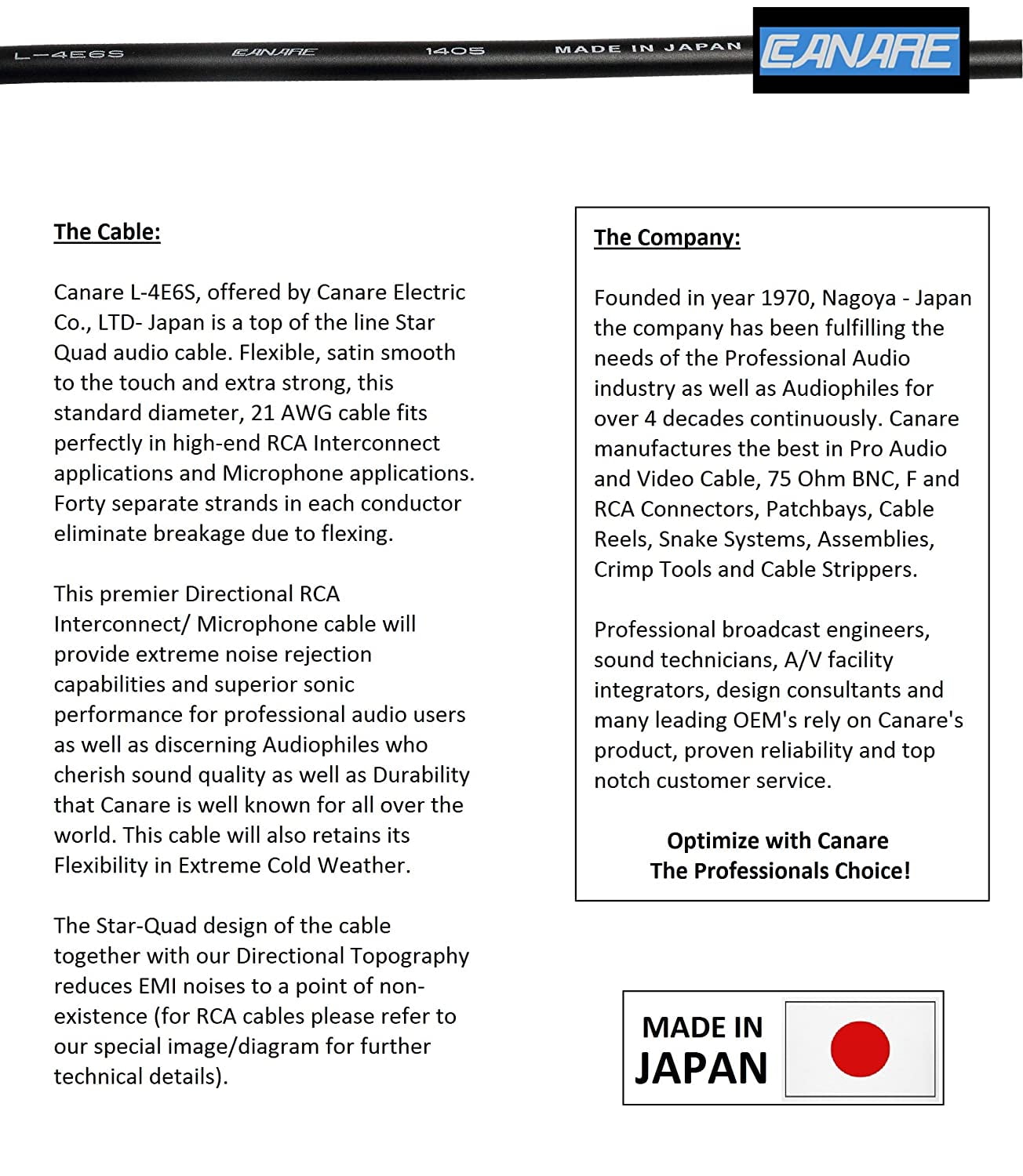 ASIASN-2 Foot - Canare L-4E6S, Star Quad Balanced Male to Female ...