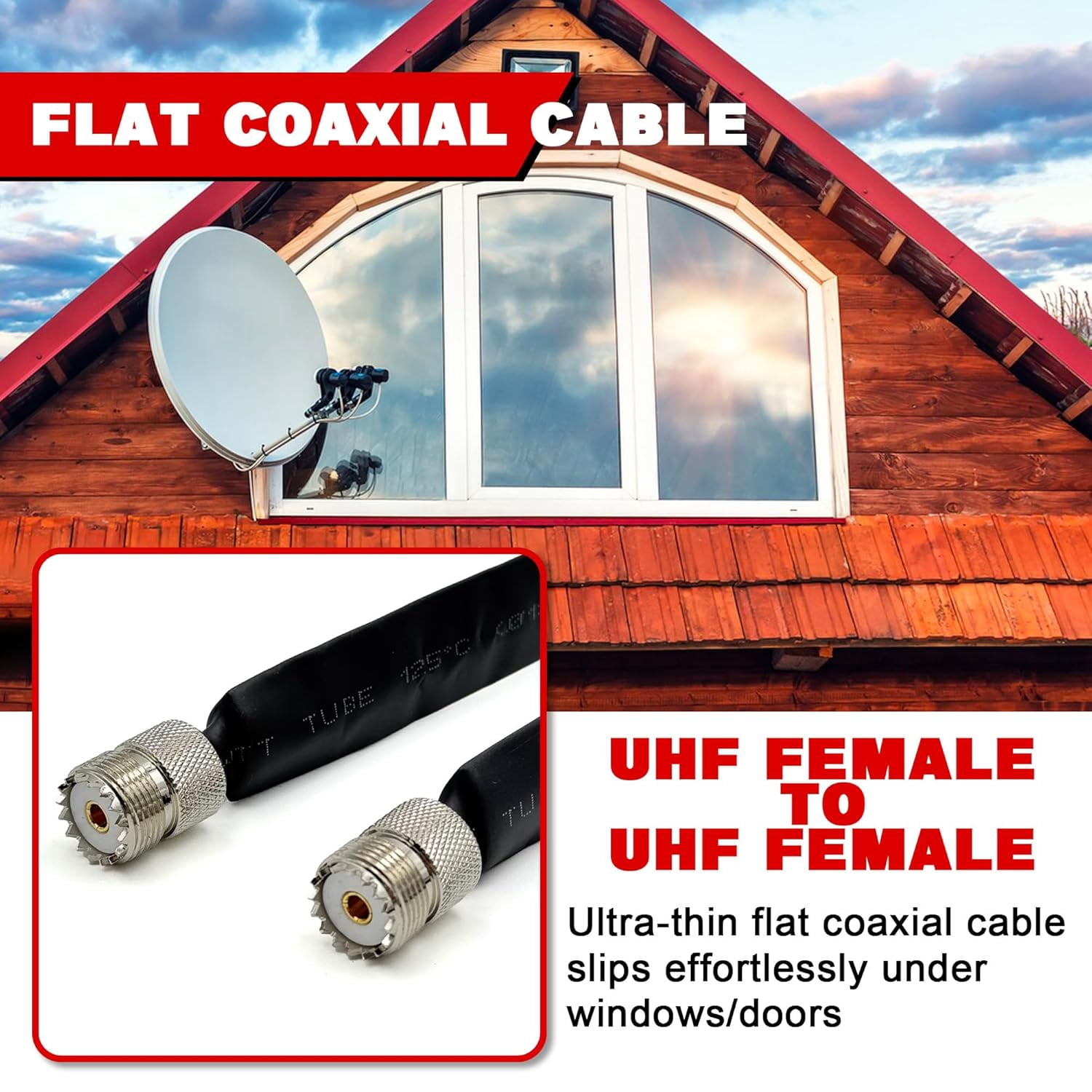 ASIASN-2-Pack 19.6 Inch Coax Window Pass Through Flat Coaxial Cable ...