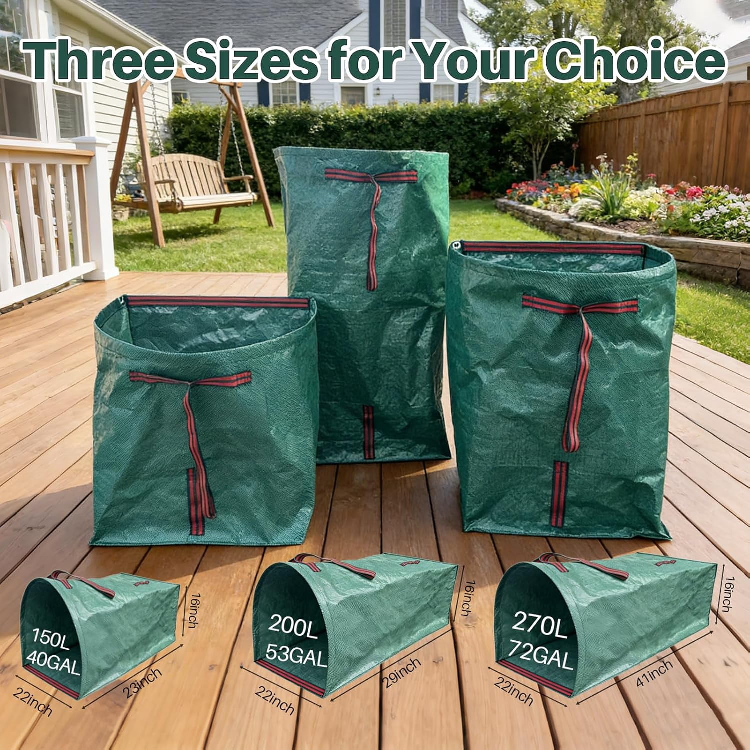 ASIASN-2-Pack 53-Gallon Reusable Yard Waste Bags with Gloves– Heavy ...
