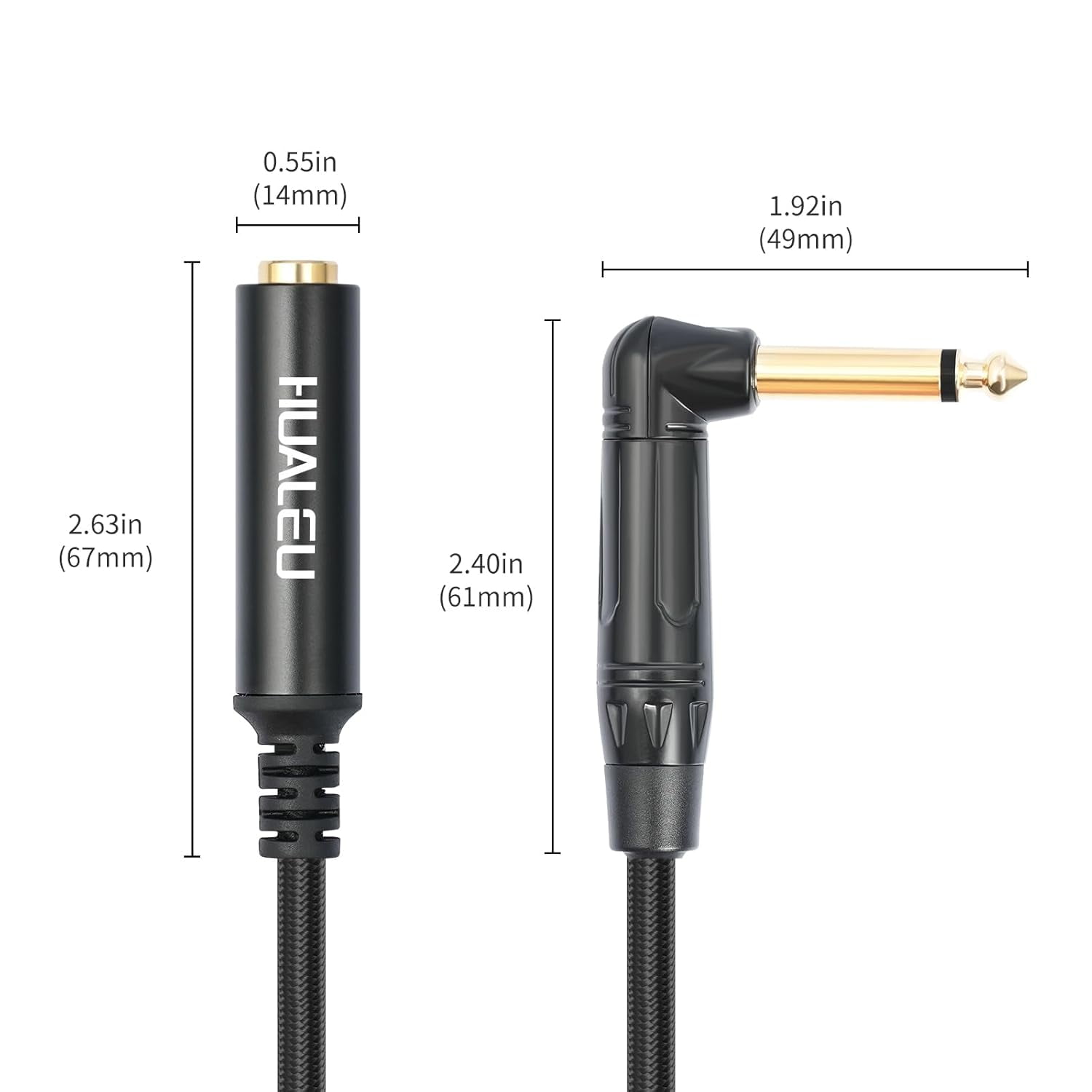 ASIASN-2-Pack 6Ft 1/4 Inch Right Angle TS Male to 1/4 Inch TS Female ...