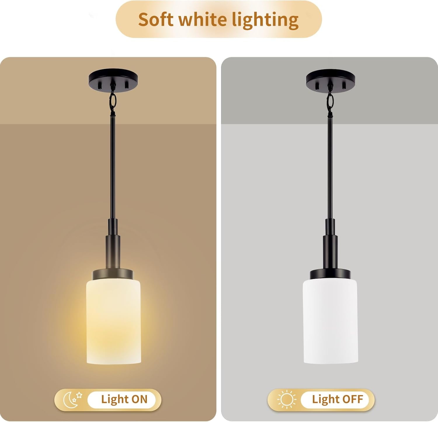 ASIASN-2 Pack Frosted Opal White Glass Lamp Shade, Lip-less Cylinder ...