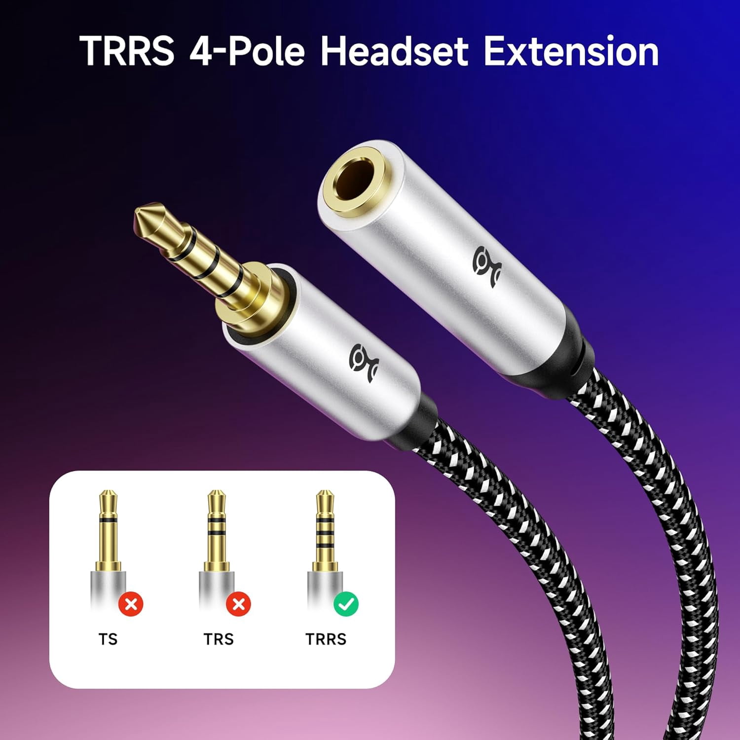 ASIASN-2-Pack Long Headset Extension Cable - 15ft, TRRS with Mic ...