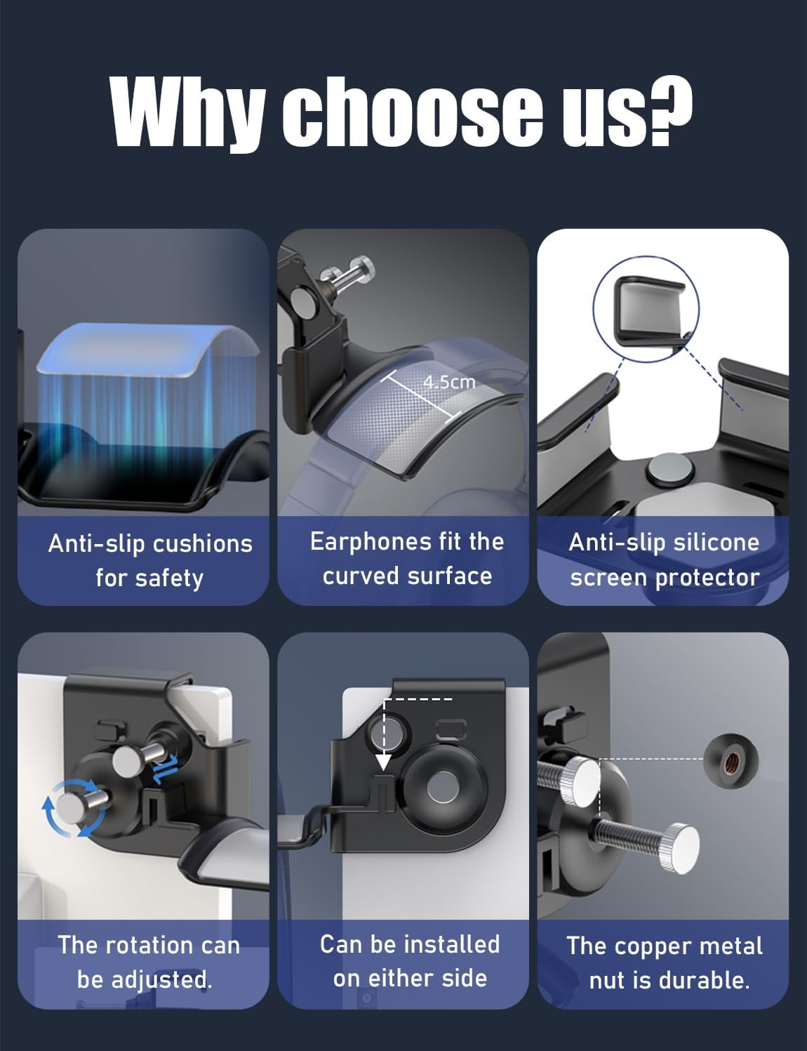 ASIASN-2-Pack Monitor Stand for Headphones and Headsets, Clamp-On ...