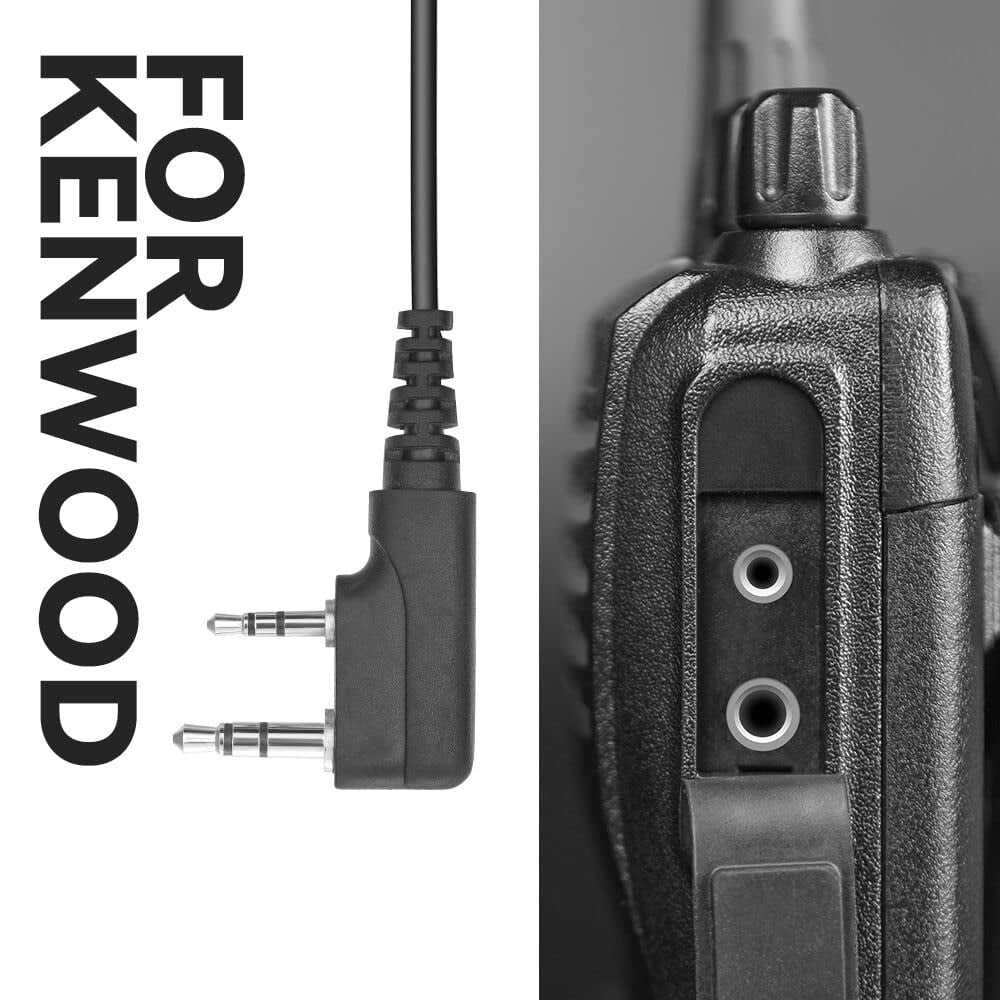ASIASN-2-Pin to 5-Pin Coil Cord Cable for Kenwood, HYT, BaoFeng Two Way ...