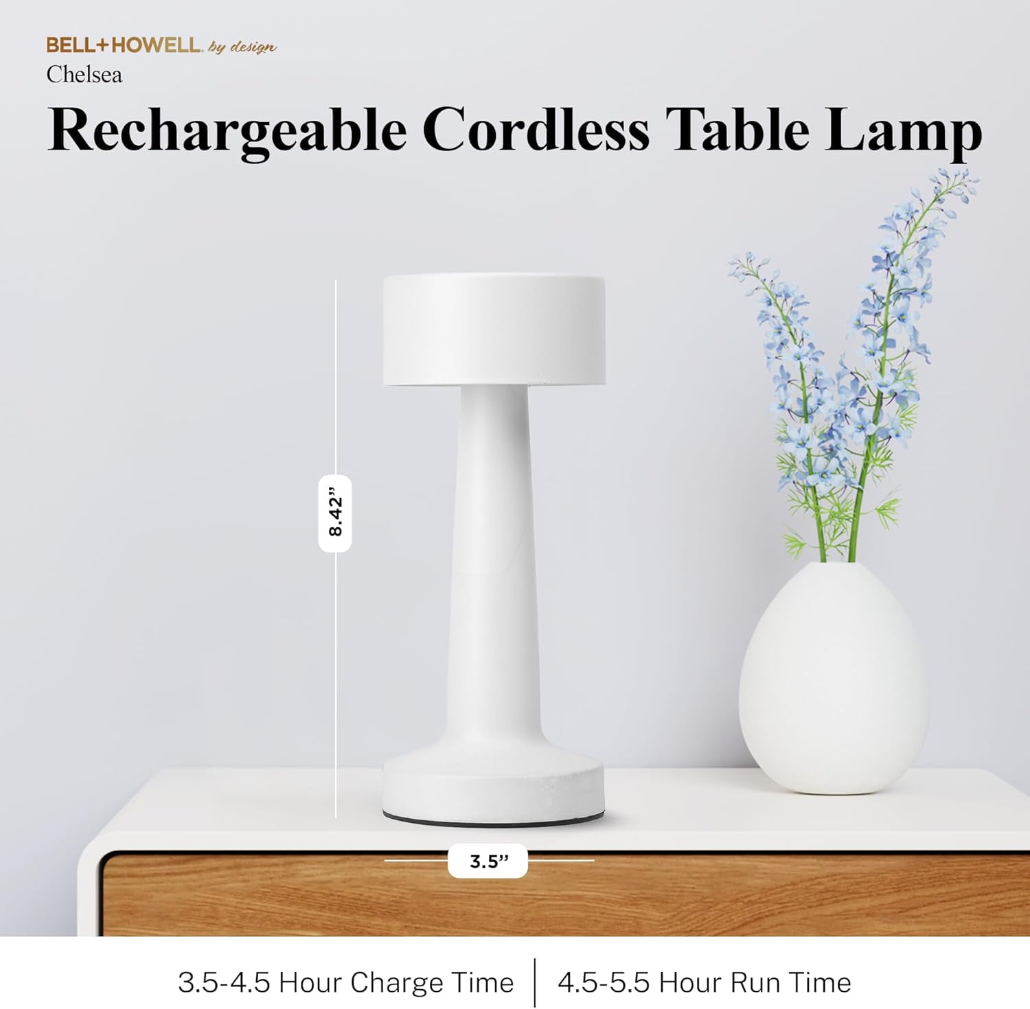 ASIASN-2 Pk Elegant Cordless Table Lamp, LED Wireless Lamp for Bedroom ...