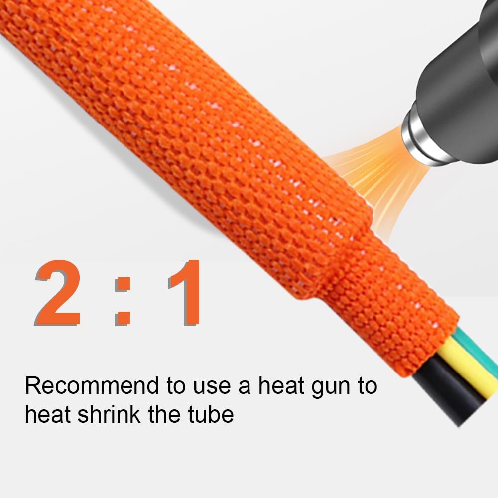 ASIASN-20 FT 1/2 inch 2:1 Heat Shrinkable Braided Sleeving Heat Shrink ...