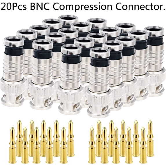 ASIASN-20PCS BNC Compression Connector 75 Ohm Coupler with Copper Pin ...