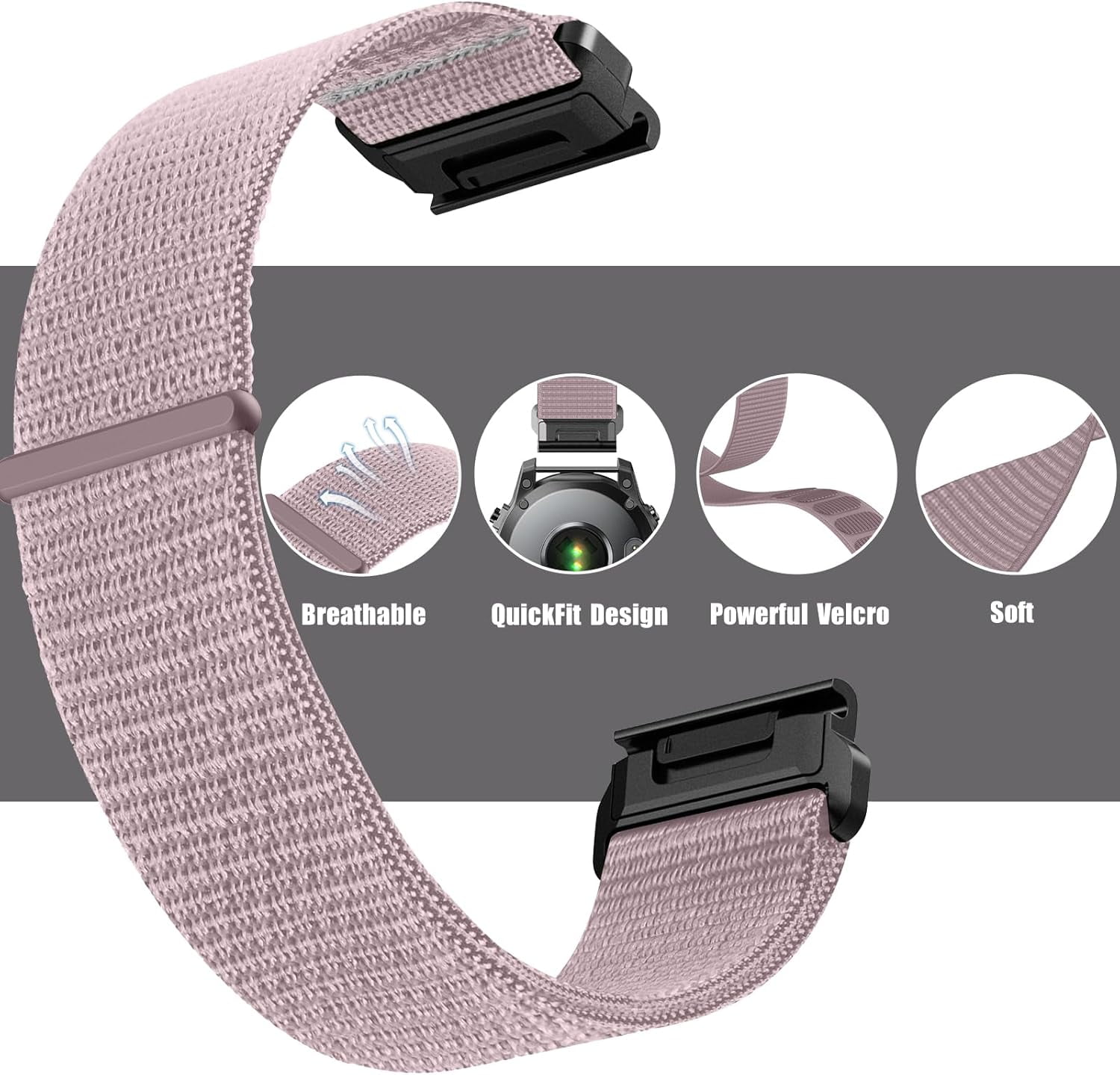 ASIASN-20mm Nylon Quick Fit Watch Bands for Garmin Fenix 8 43mm/Descent ...