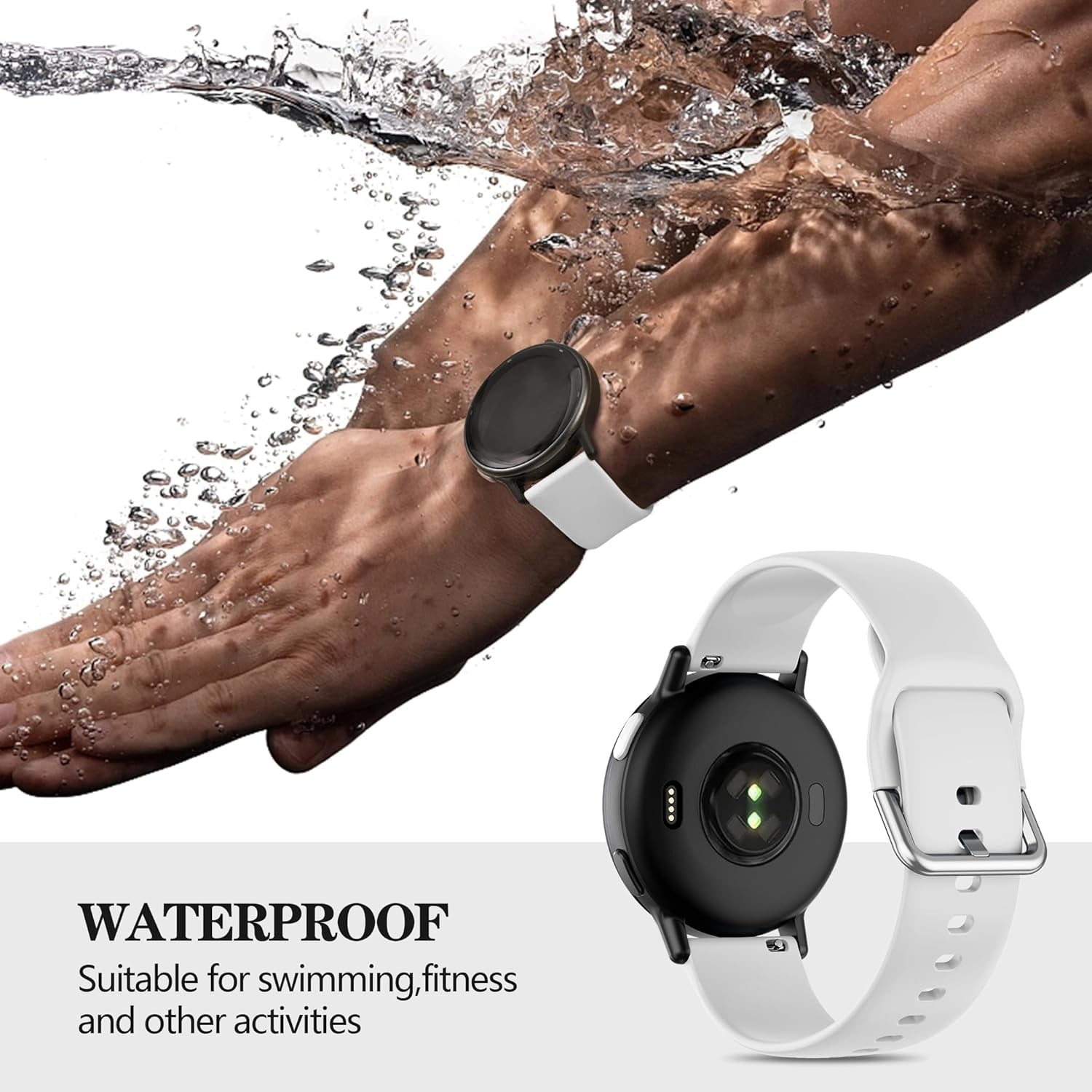 ASIASN-20mm Sport Silicone Band Compatible with Garmin Vivoactive 6 ...