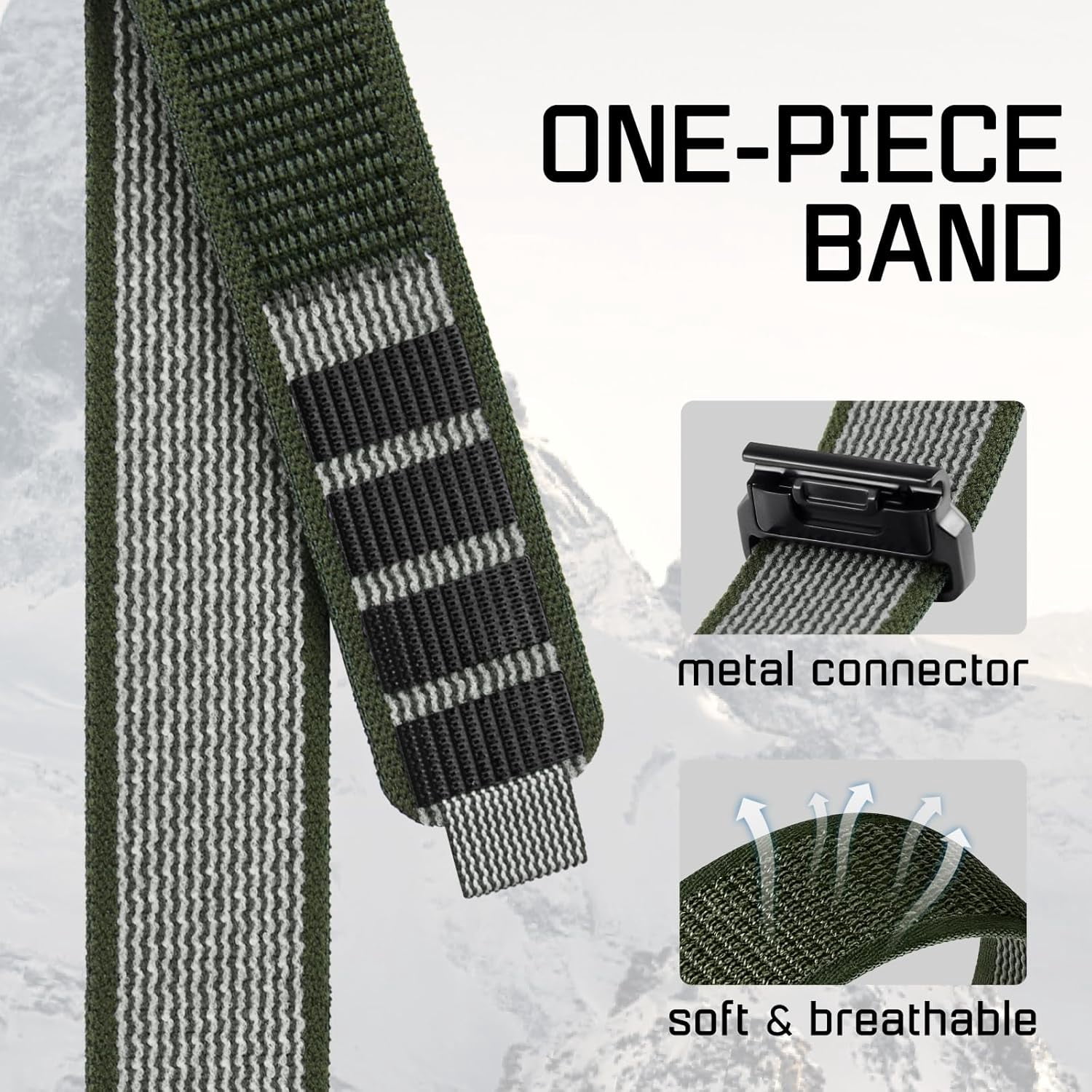 ASIASN-22mm Quickfit Nylon Loop Compatible with Garmin Fenix 7 6 5 ...