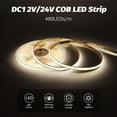 ASIASN-24V Cold White COB LED Strip Light, 480LEDs/m 16.4FT/5M CRI>90 ...