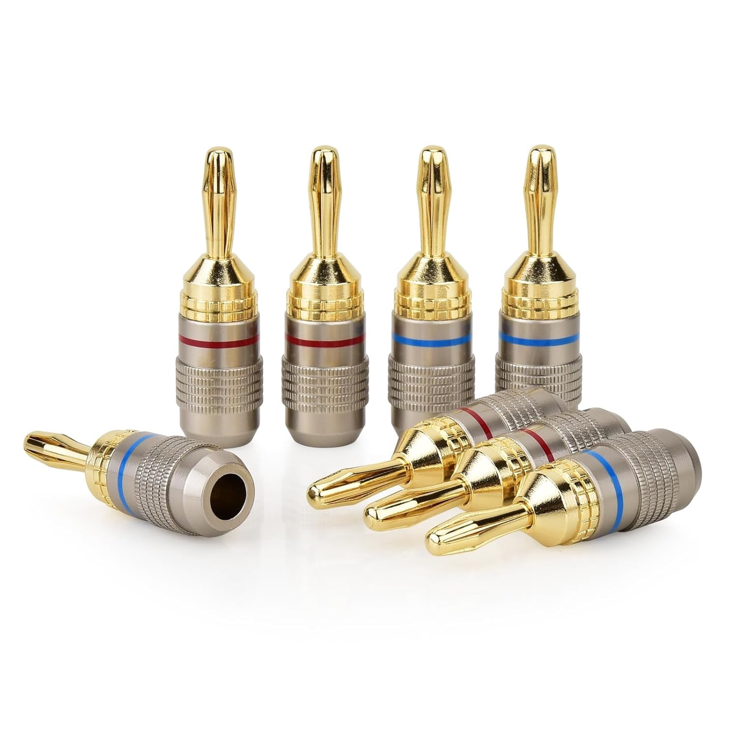 ASIASN-24k Gold Plated Banana Plugs,Pure Copper Speaker Plug Connectors ...