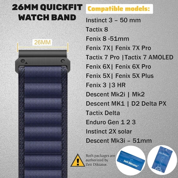 ASIASN-26mm Quickfit Watchbands Compatible With Garmin Fenix 8 51mm 7x ...