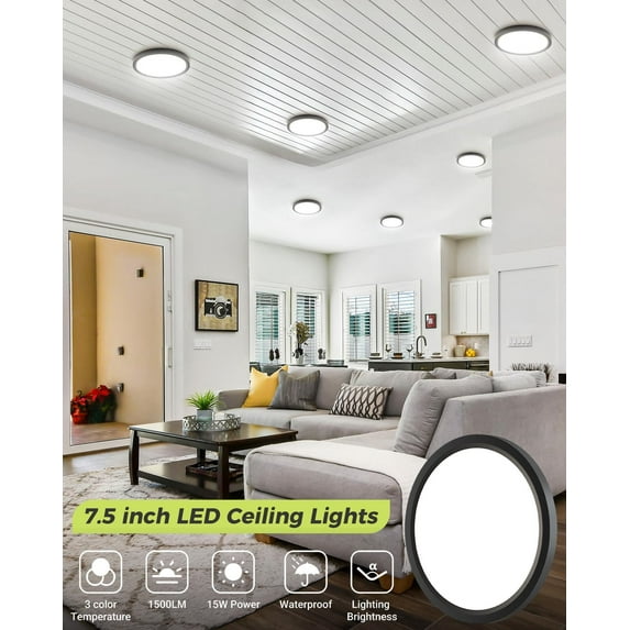 ASIASN-2PACK LED Flush Mount Ceiling Light - 3CCT Selectable 3000K ...