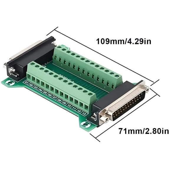 ASIASN-2PCS DB25 Male Female Connector in One Breakout Board, RS232 D ...