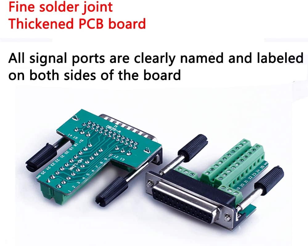 ASIASN-2PCS DB25 Solderless Connector, RS232 D-SUB Serial to 25-pin ...