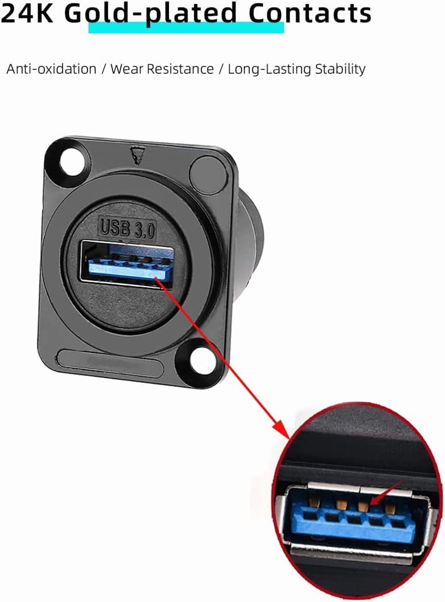 ASIASN-2PCS USB 3.0 Waterproof Socket, D-Type USB Panel Mount ...