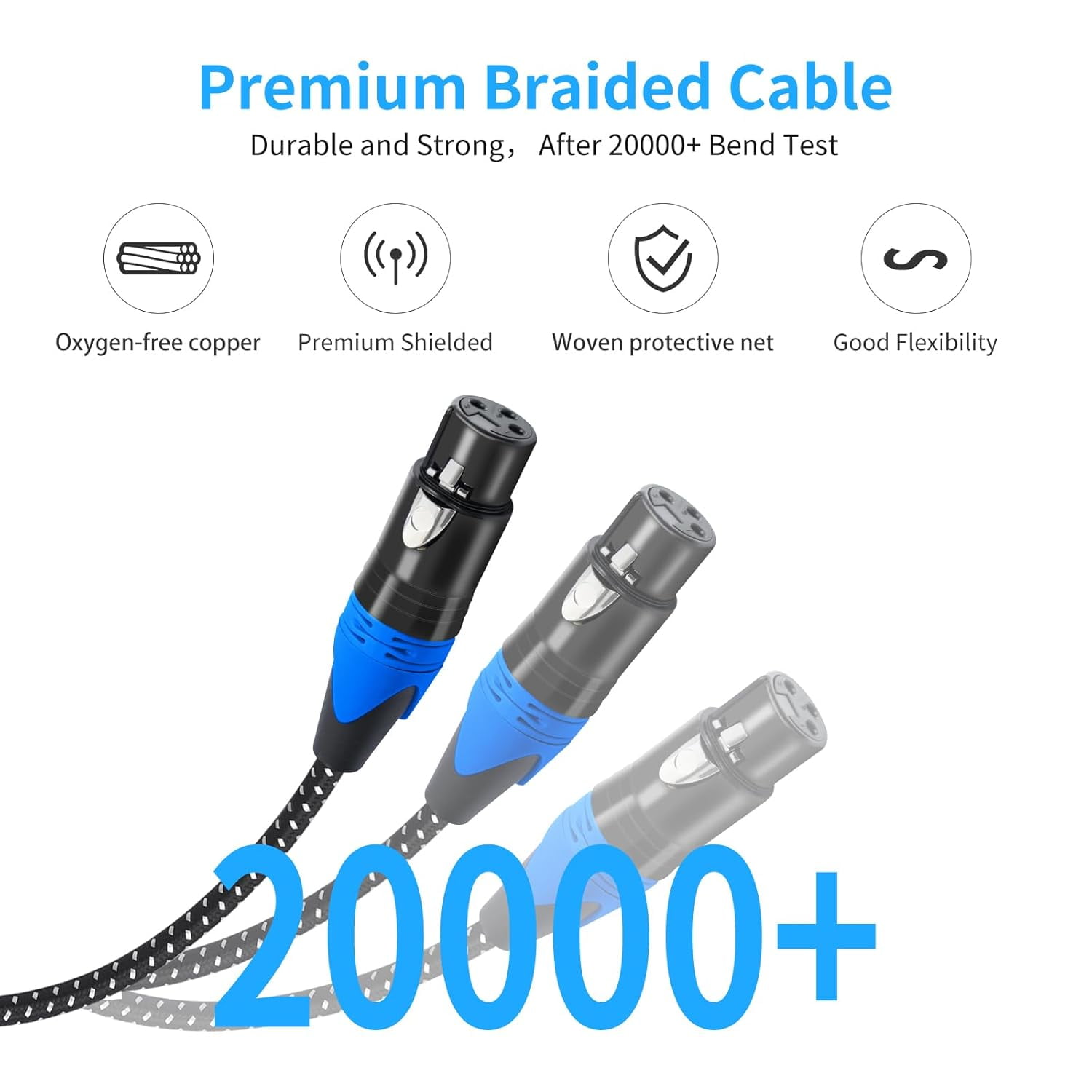 ASIASN-2Pack XLR Splitter 1 Male 2 Female,Black+Blue Y Splitter Cable ...