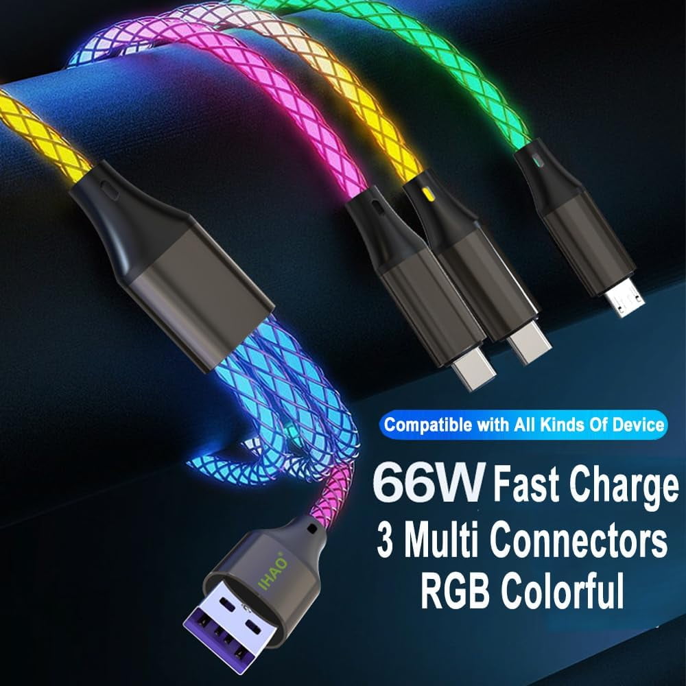 ASIASN-3 in 1 Multi Connectors Charger Cable Micro USB/USB Type C PD ...