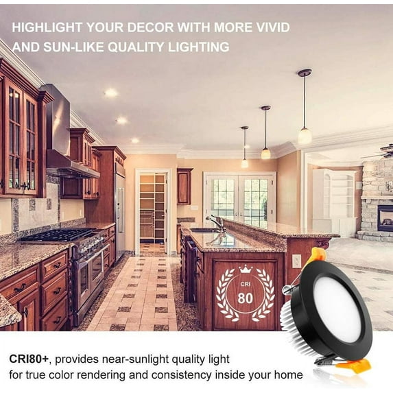 ASIASN-3 Inch LED Recessed Lighting, Dimmable Downlight 5W(40W Halogen ...