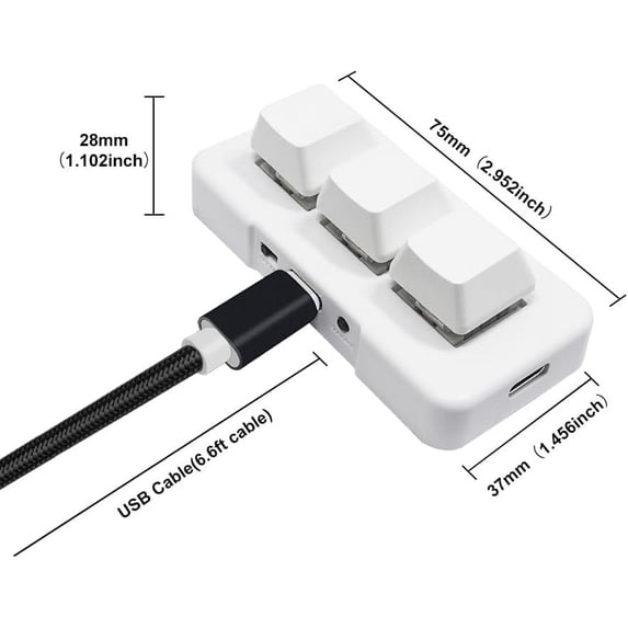 ASIASN-3-Key Mini Keypad 2.4G Wireless USB 2 in 1 Mechanical Gaming ...